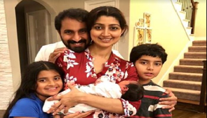 Divya Unni shares family photo with newborn baby News in Malayalam ...