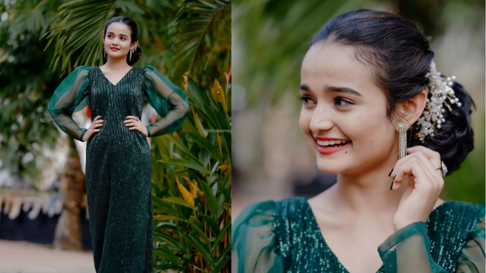 Actress Meenakshi Anoop latest photos in green gown | പച്ച ഗൗണി ...