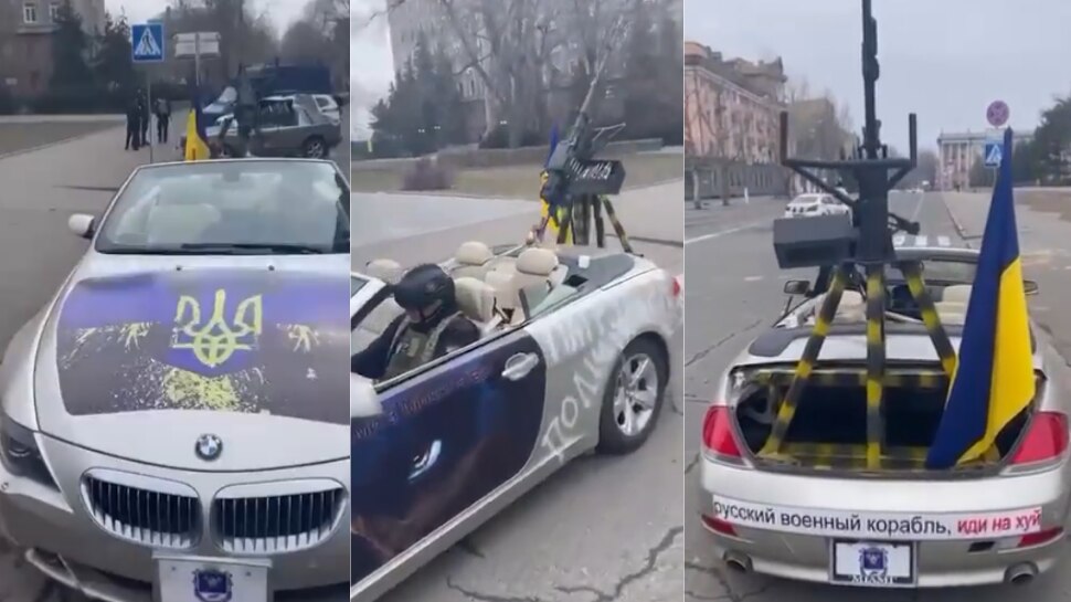 Viral Video Ukrainians modify BMW 6 Series with machine gun to fight ...