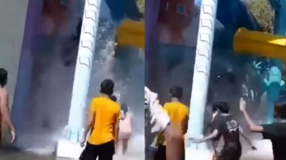 Shocking video of people fall as water park slide breaks in half in ...