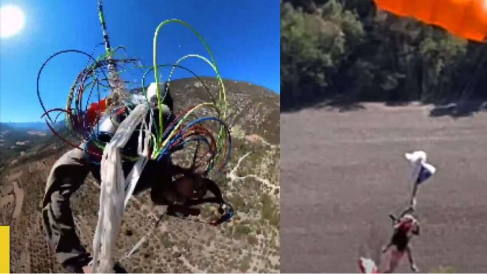 Viral Video omg paragliding video Paraglider faces near-death ...