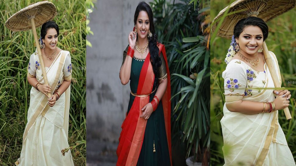 Onam 2022: Serial actress Pratheeksha g Pradeep in set saree pics goes ...