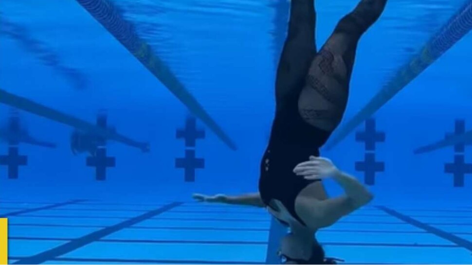 Viral video woman walking upside down inside swimming pool amuses ...