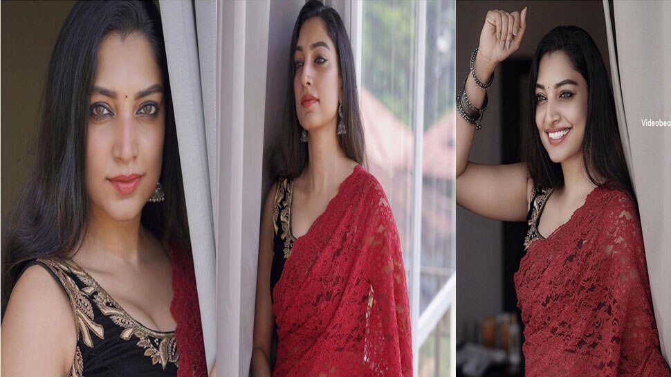 Bigg Boss Malayalam fame Rithu Manthra in red saree goes viral on ...