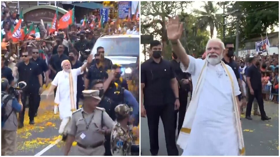 PM Modi reached Kerala for two day visit | കസവ് മുണ്ടുടുത്ത് മോദി ...