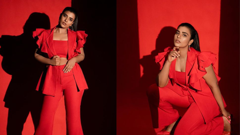 Aishwarya Rajesh in jump suit says wear red if you are in doubt ...
