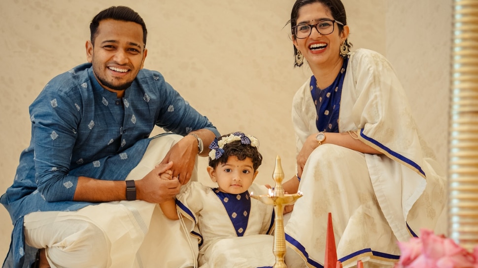 Basil Joseph celebrates onam with wife and daughter hope | ഹോപ്പിനൊപ്പം ...