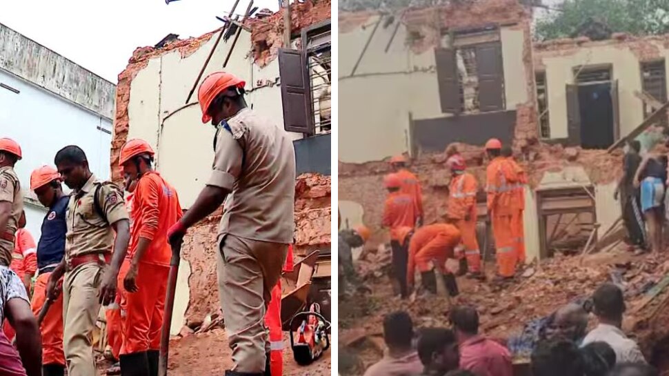 Old two storey building collapse in thrissur three migrant workers trapped rescue going on ...