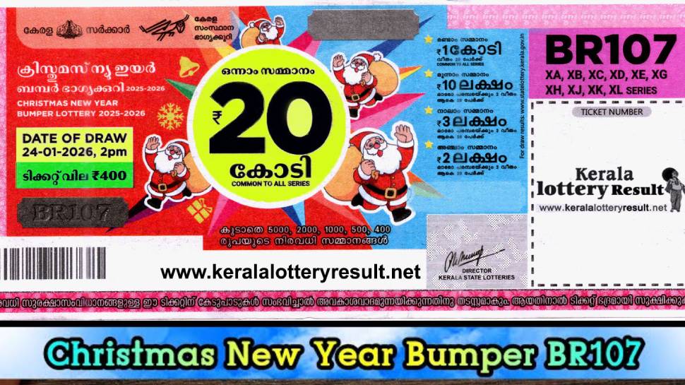 kerala lottery result today 24 jan 2026 christmas new year br 107 xmas ...